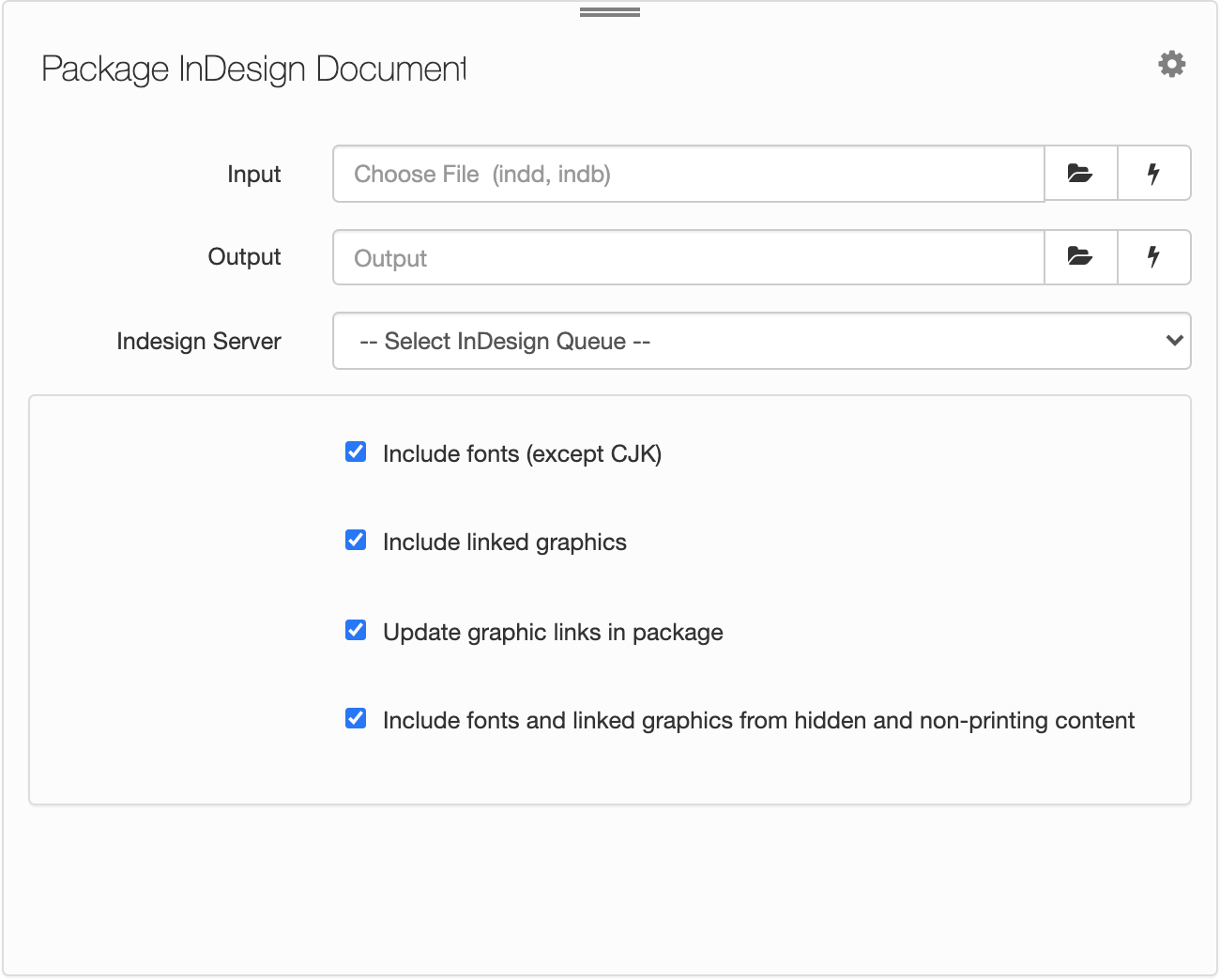 Package InDesign Document Typefi Support