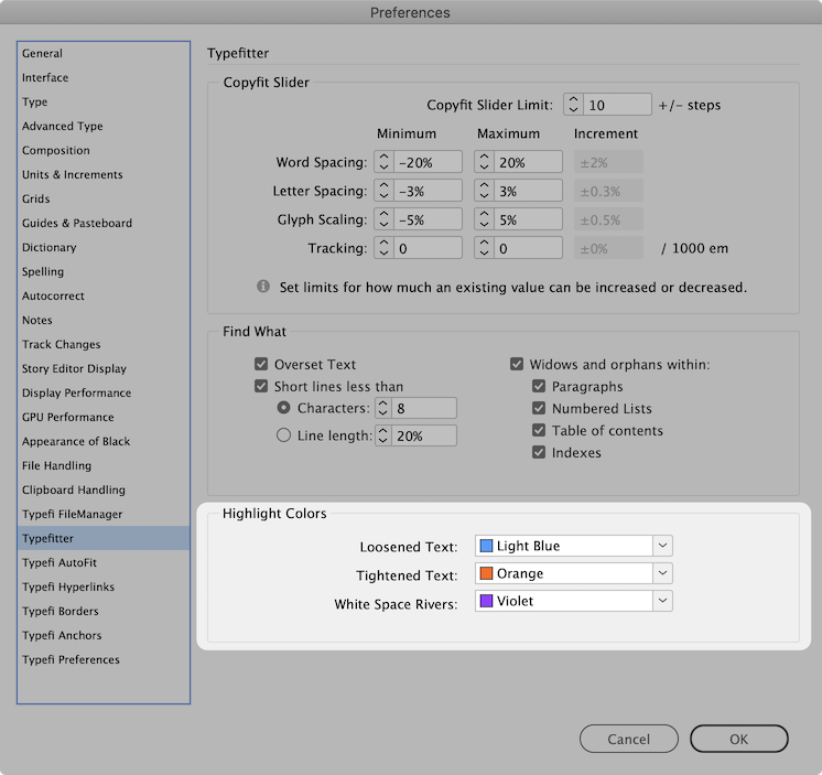Configure your Typefitter preferences – Typefi Support